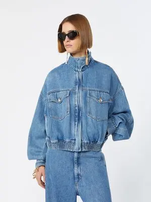 Max Mara Oversized Indigo Denim Bomber Jacket
