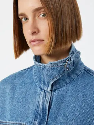Max Mara Oversized Indigo Denim Bomber Jacket