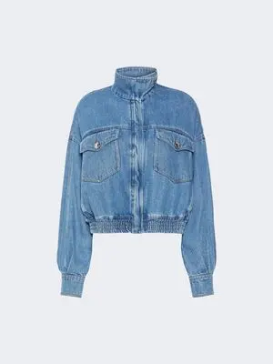 Max Mara Oversized Indigo Denim Bomber Jacket