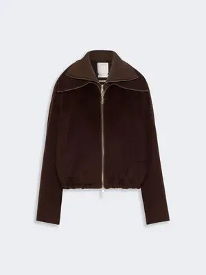 Max Mara Pure Wool Bomber Jacket With Removable Bib - Chocolate