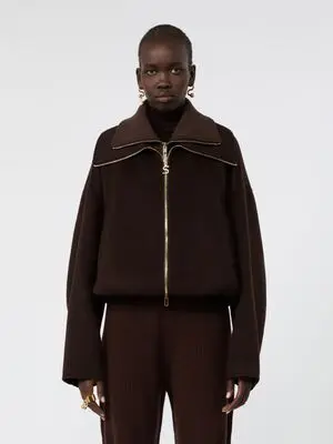 Max Mara Pure Wool Bomber Jacket With Removable Bib