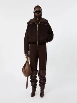 Max Mara Pure Wool Bomber Jacket With Removable Bib