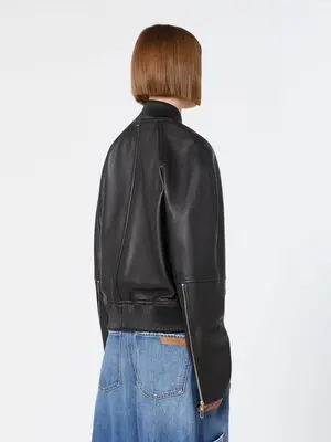 Max Mara Nappa Leather Bomber Jacket