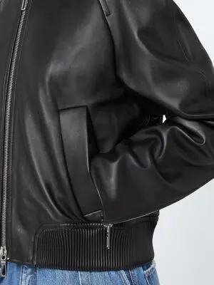Max Mara Nappa Leather Bomber Jacket