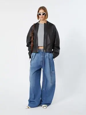 Max Mara Nappa Leather Bomber Jacket