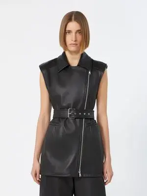 Max Mara Sleeveless Nappa Leather Jacket