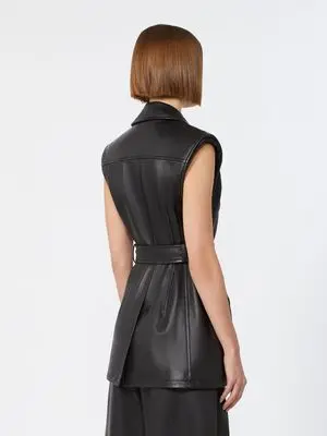 Max Mara Sleeveless Nappa Leather Jacket