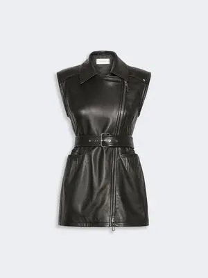 Max Mara Sleeveless Nappa Leather Jacket