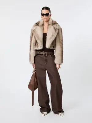Max Mara Short Furry Jersey Jacket