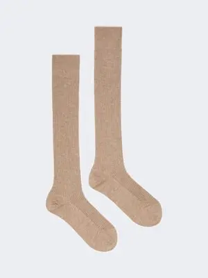 Max Mara Ribbed Cashmere Socks - Beige