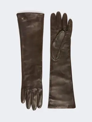 Max Mara Long Nappa-leather Gloves - Dark Brown