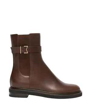 Max Mara Leather Chelsea Boots With Ankle Strap Dark Brown