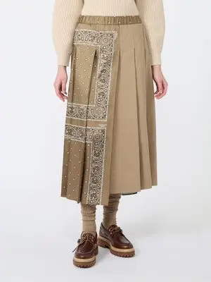Max Mara Printed Twill And Cotton Drill Skirt