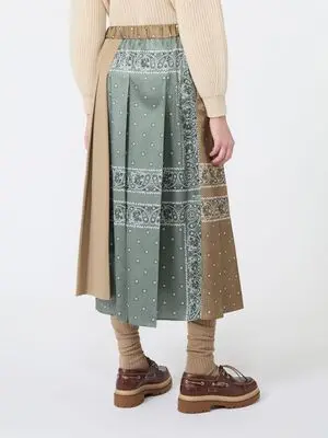 Max Mara Printed Twill And Cotton Drill Skirt