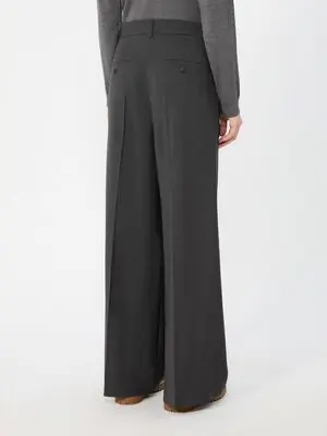 Max Mara Wide Leg Tailored Wool Trousers With Double Pleats
