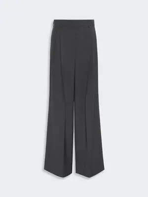 Max Mara Wide Leg Tailored Wool Trousers With Double Pleats