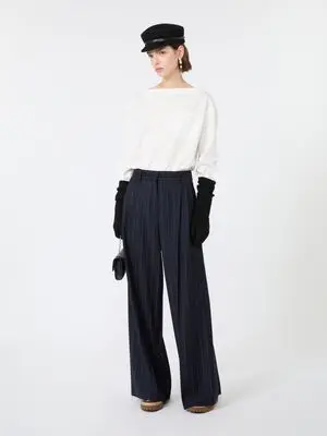Max Mara Wool Pinstriped Flannel Trousers