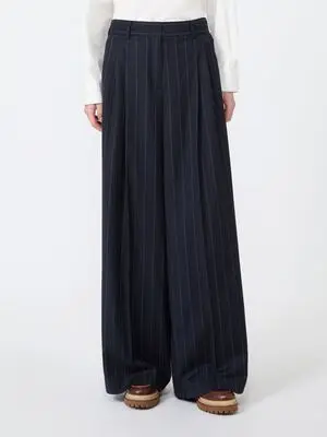 Max Mara Wool Pinstriped Flannel Trousers