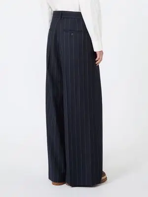 Max Mara Wool Pinstriped Flannel Trousers