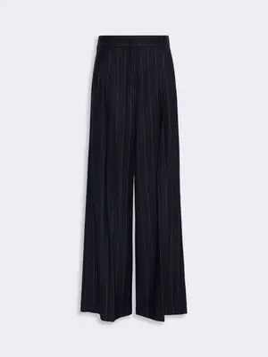 Max Mara Wool Pinstriped Flannel Trousers
