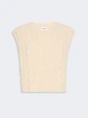 Max Mara Cable Knit Wool Yarn Gilet - Ice