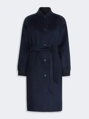Max Mara Double-sided Wool Drap Coat - Navy