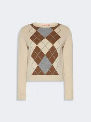Max Mara Argyle Wool And Cashmere Sweater - Ecru