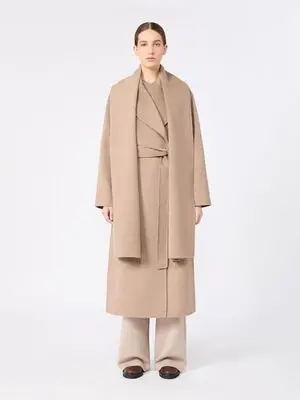 Max Mara Double Wool And Cashmere Robe Coat - Clay
