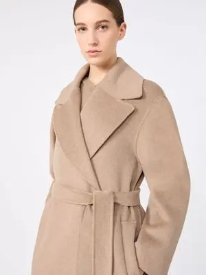 Max Mara Double Wool And Cashmere Robe Coat - Clay