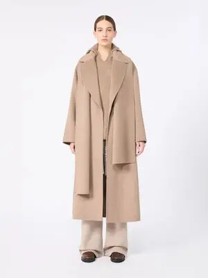 Max Mara Double Wool And Cashmere Robe Coat - Clay