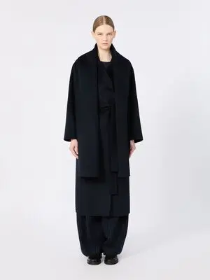 Max Mara Double Wool And Cashmere Robe Coat - Midnightblue