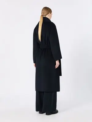 Max Mara Double Wool And Cashmere Robe Coat - Midnightblue
