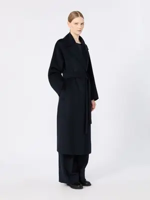 Max Mara Double Wool And Cashmere Robe Coat - Midnightblue