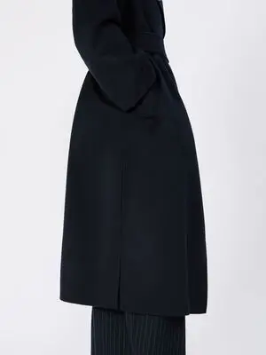 Max Mara Double Wool And Cashmere Robe Coat - Midnightblue