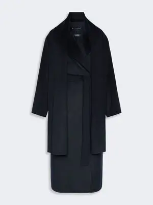 Max Mara Double Wool And Cashmere Robe Coat - Midnightblue