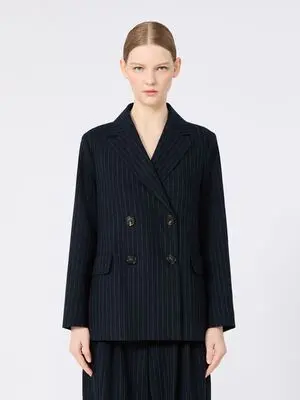 Max Mara Double-breasted Pinstripe Wool Jacket