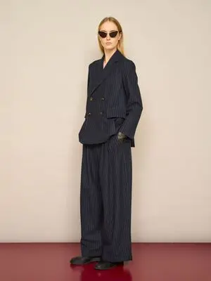 Max Mara Double-breasted Pinstripe Wool Jacket