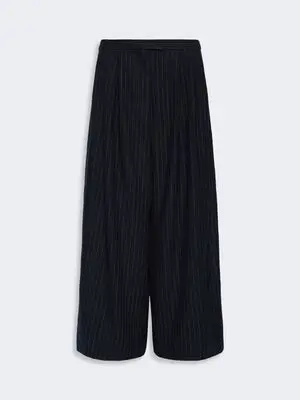 Max Mara Chalk-stripe Wool Trousers - Midnightblue