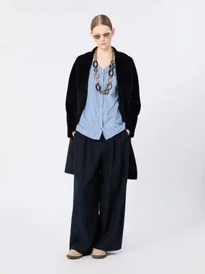 Max Mara Chalk-stripe Wool Trousers