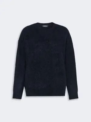 Max Mara Yak Yarn Sweater With Scarf Detail - Navy