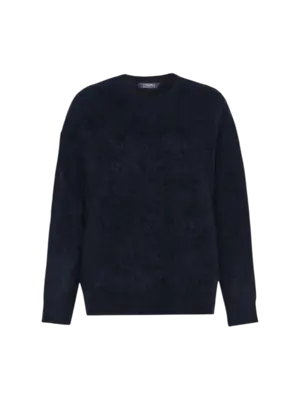 Max Mara Yak Yarn Sweater With Scarf Detail - Navy