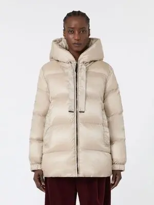 Max Mara Puffer Jacket With Quilted Stripe Motif - Natural