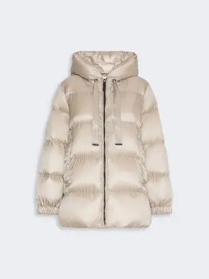 Max Mara Puffer Jacket With Quilted Stripe Motif - Natural