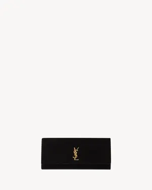 Saint Laurent Kate Clutch On Chain In Suede - Black