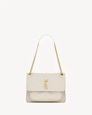 Saint Laurent Niki Medium Bag In Vintage Leather - White