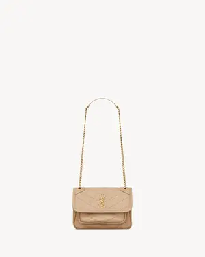 Saint Laurent Niki Mini In Vintage Leather - Clear Beige
