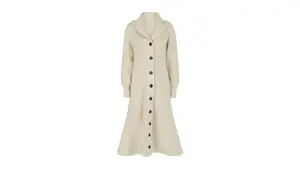 Alexander McQueen Ribbed Wool Cardigan Coat - Ivory