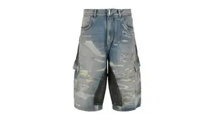 Givenchy Distressed Denim Cargo Shorts - Medium Blue