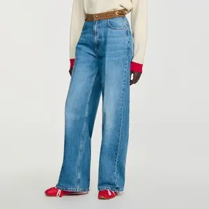 Sandro Straight Jeans With Leather Belt