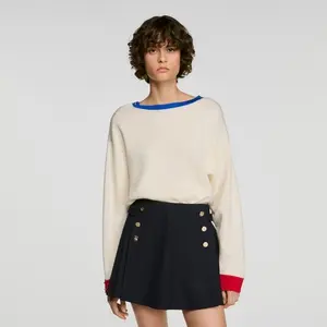 Sandro Contrast Trim Wool Sweater